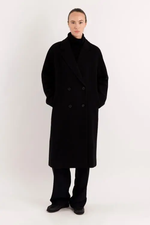 OROLAY Maxi Classic Wool Coat - Black
