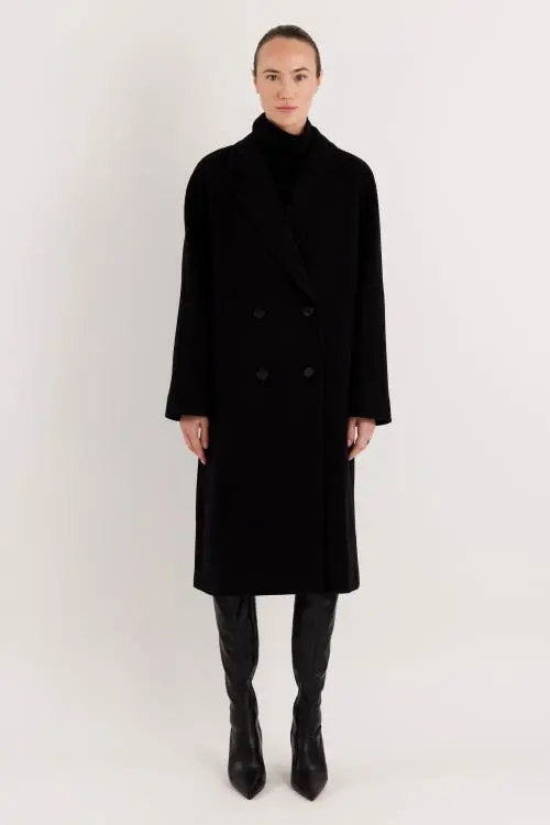 OROLAY Maxi Classic Wool Coat - Black