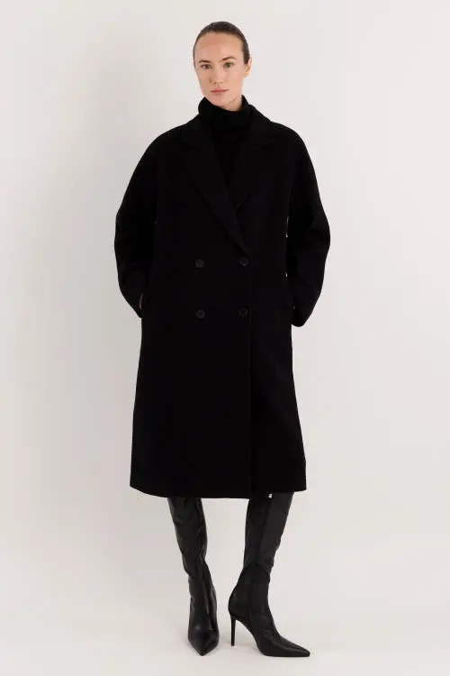 OROLAY Maxi Classic Wool Coat - Black