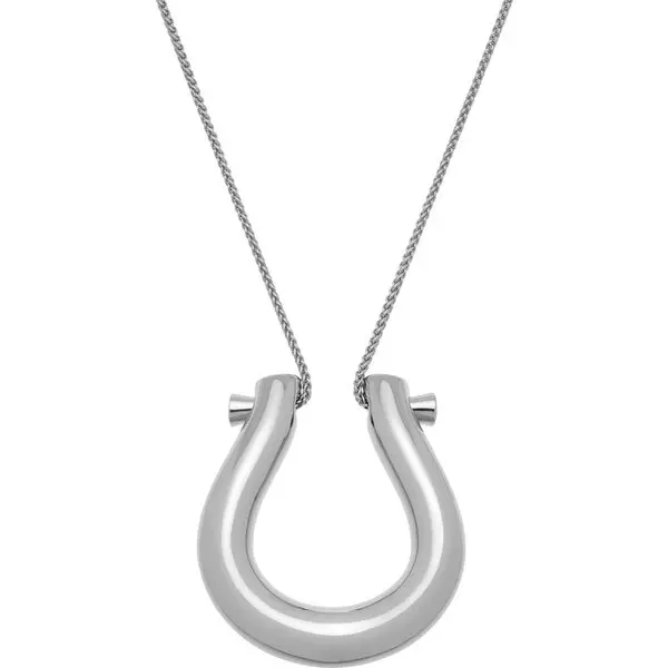 REISS Parker Parallel Lines Pendant Necklace - Silver Tone
