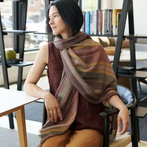 STUDIO VARIOUSLY Barque Modern Artisan Striped Soft Merino Handwoven Scarf