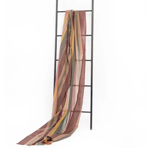 STUDIO VARIOUSLY Barque Modern Artisan Striped Soft Merino Handwoven Scarf