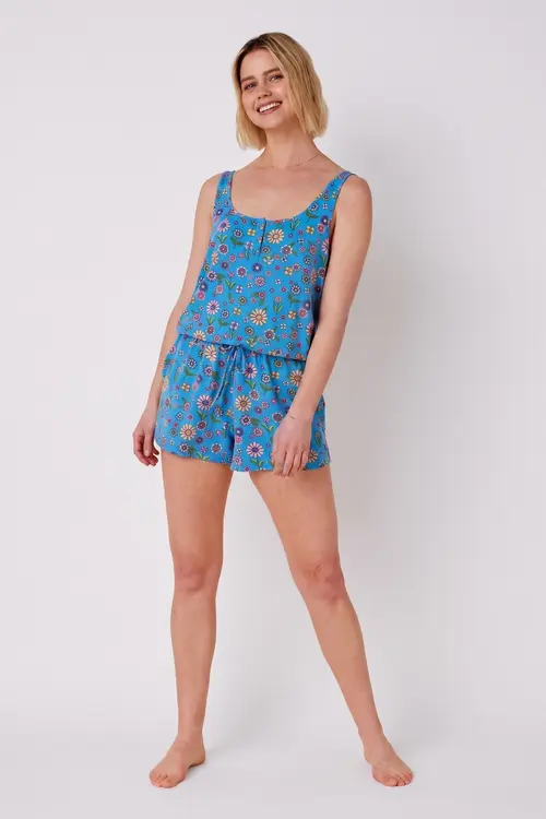 THE CAT'S PAJAMAS Floral Pima Knit Romper Pajama - Stevie