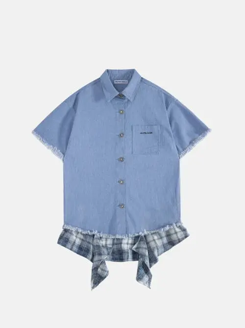 AELFRIC EDEN Denim Layered Short Sleeve Shirt