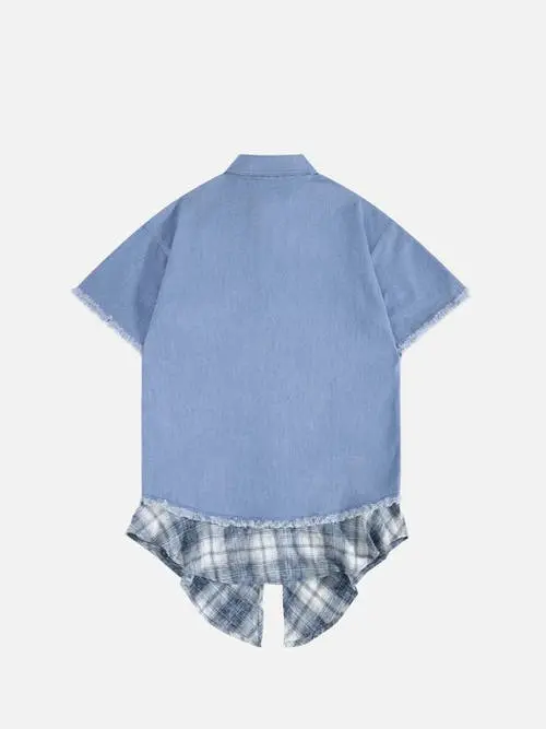 AELFRIC EDEN Denim Layered Short Sleeve Shirt
