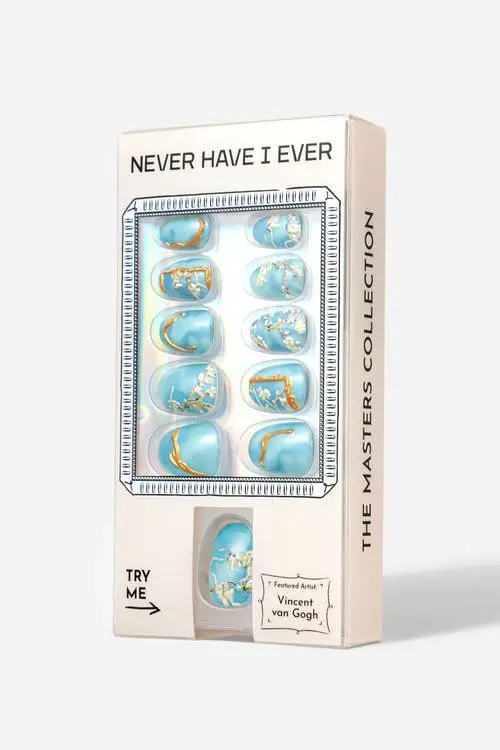 NEVER HAVE I EVER SHOP Van Gogh Almond Blossom Short Oval Press On Nails