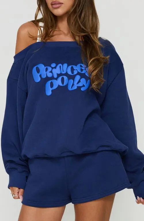 Princess Polly Aaleah Graphic Off The Shoulder Sweatshirt