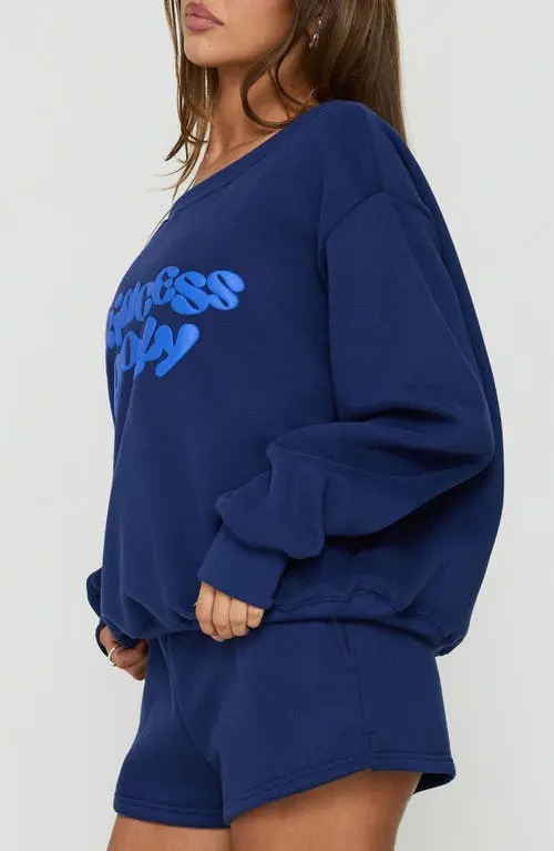 Princess Polly Aaleah Graphic Off The Shoulder Sweatshirt