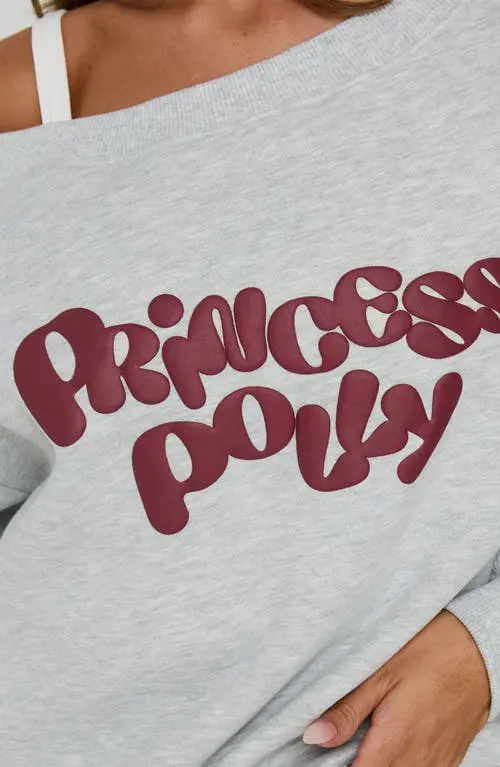 Princess Polly Aaleah Off Shoulder Graphic Sweatshirt