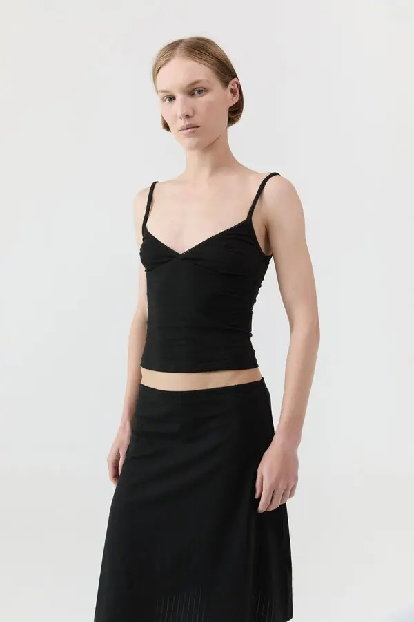 ST. AGNI Pointelle Cami - Black
