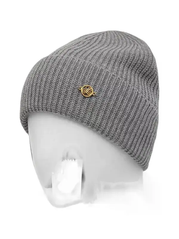 Luisa Spagnoli Muni Logo-plaque Ribbed-knit Beanie Hat - Grey