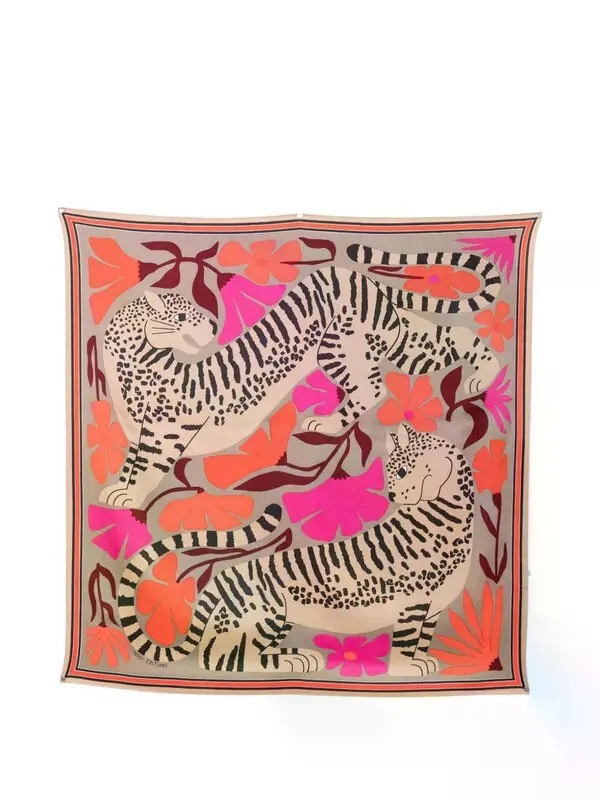 INOUI EDITIONS Animal-print Floral Scarf - Neutrals