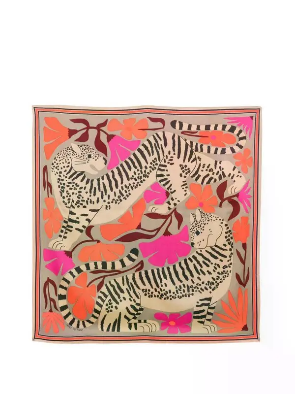INOUI EDITIONS Animal-print Floral Scarf - Neutrals