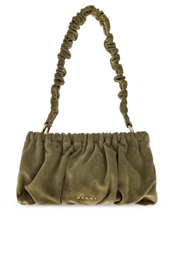 Marni Suede Shoulder Bag With Gathered Detailing - Green