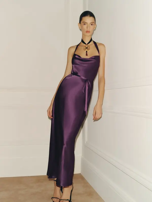 REFORMATION Gloribel Silk Dress - Purple