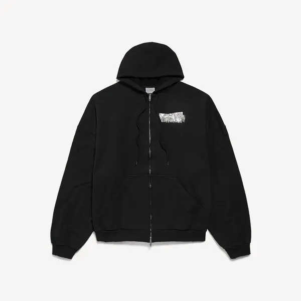 Balenciaga Silver Tape Back Large Zip-up Hoodie