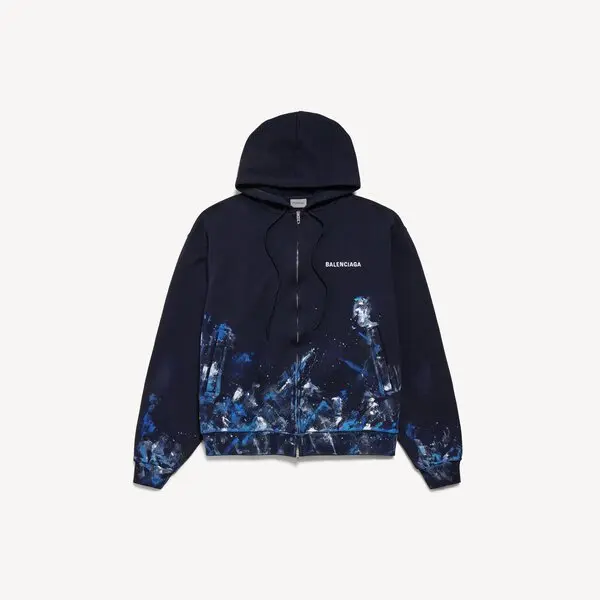 Balenciaga Paint Splatter Oversized Zip-up Hoodie