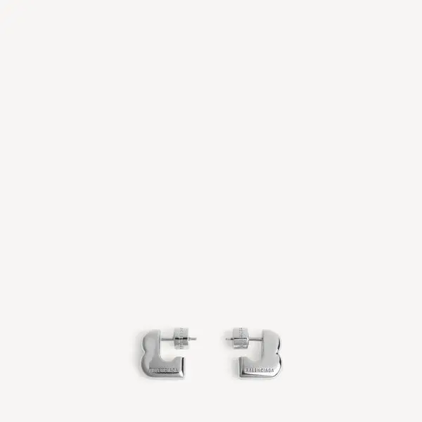 Balenciaga B Block Earrings - Silver