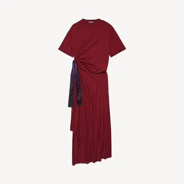Balenciaga Draped T-shirt Dress - Red