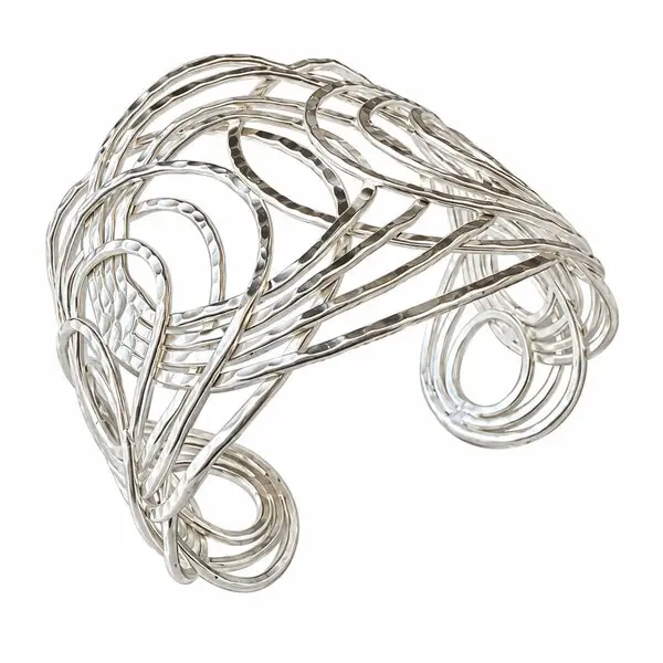 RARE MATTERS JEWELRY Organic Wire Statement Cuff Bracelet - Silver