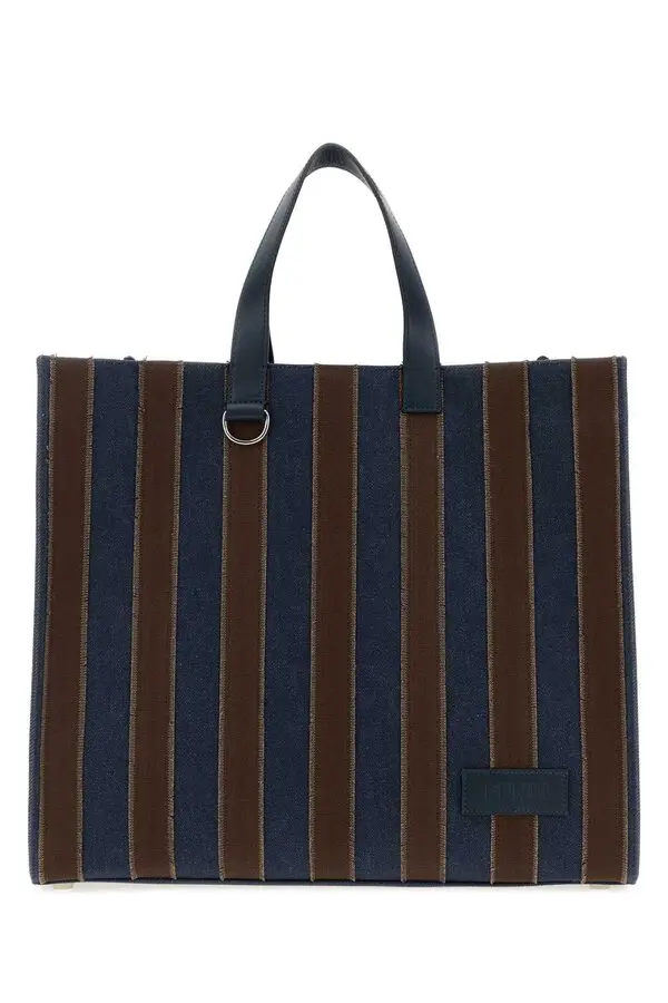 Fendi Embroidered Denim Pequin Shopping Bag