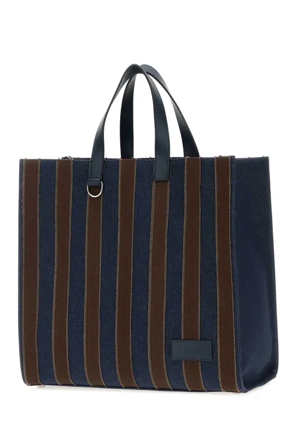 Fendi Embroidered Denim Pequin Shopping Bag