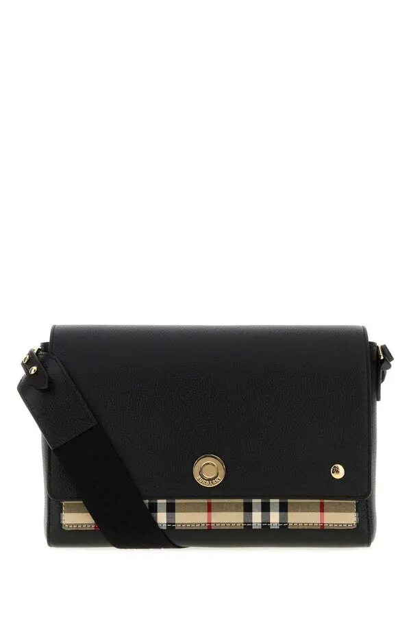 Burberry Leather Note Crossbody Bag - Black