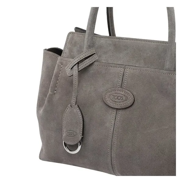 TOD'S Small Suede Shopping Bag - Gray