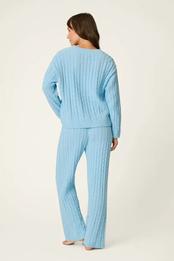 PJ Salvage Cozy Chenille Cable Knit V-neck Lounge Pajama Set