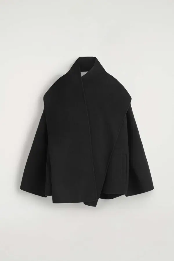 Cos Double-faced Wool-blend Scarf Jacket - Black