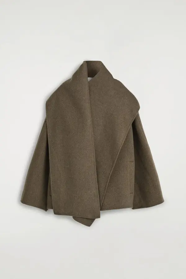Cos Double-faced Wool-blend Scarf Jacket - Brown