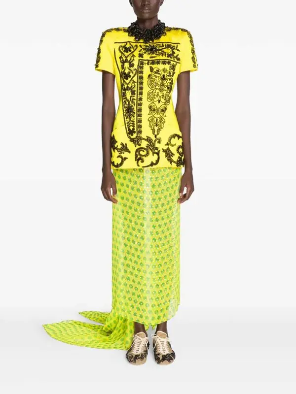 Dries Van Noten Long Silk Skirt With A Decorative Pattern