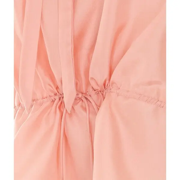 Chloé Short-sleeve Ruffle Top In Washed Silk Habotai & Lace - Pink