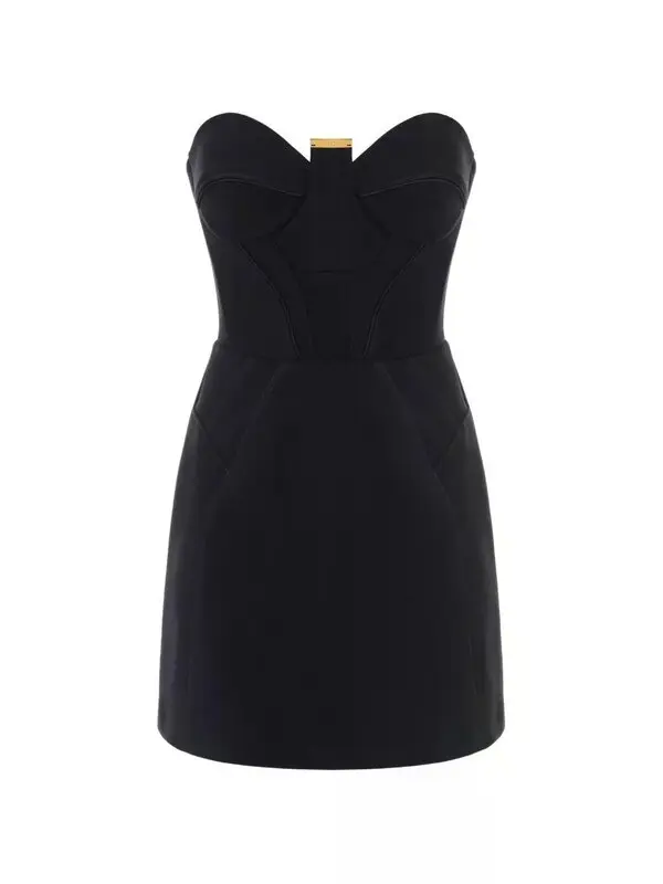 Elisabetta Franchi Mini Bustier Dress In Double Layer Crêpe Fabric - Black
