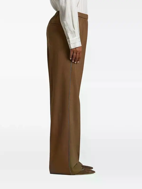 Peserico Piped-trim Elasticated-waistband Trousers - Brown