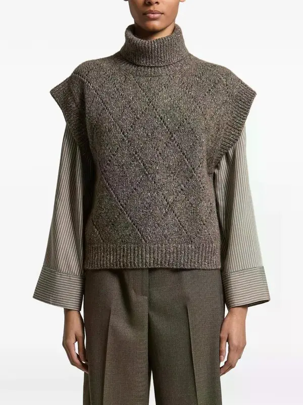 Peserico Sequin-embellished Argyle Sweater
