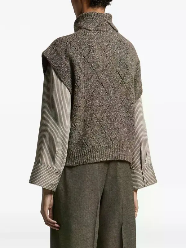 Peserico Sequin-embellished Argyle Sweater