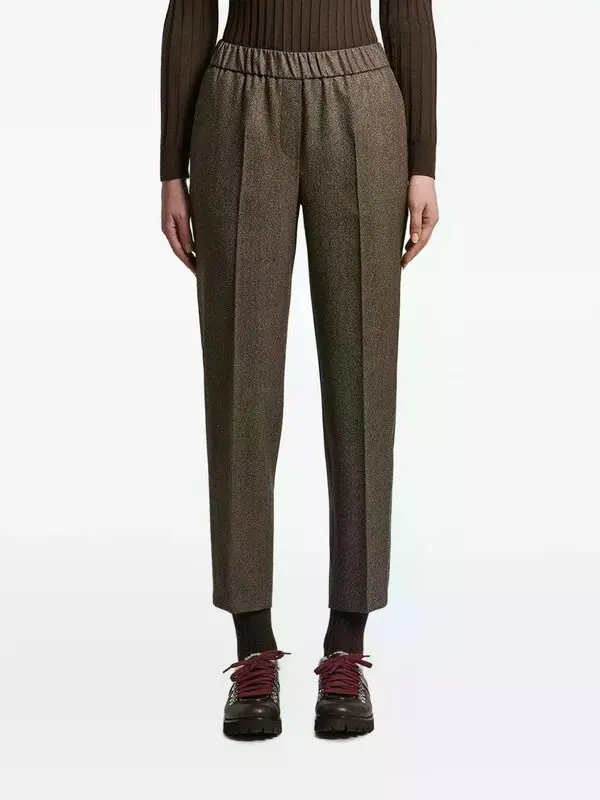 Peserico Elasticated-waistband Pressed-crease Trousers - Brown