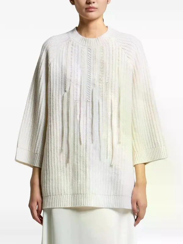 Peserico Fringe-detail Ribbed-knit Sweater