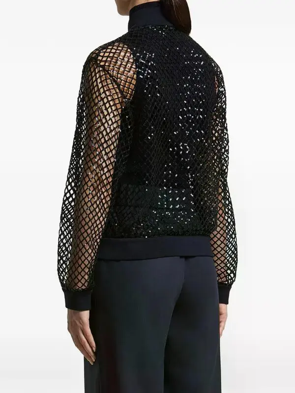 Peserico Sequin-embellished Fishnet Bomber Jacket