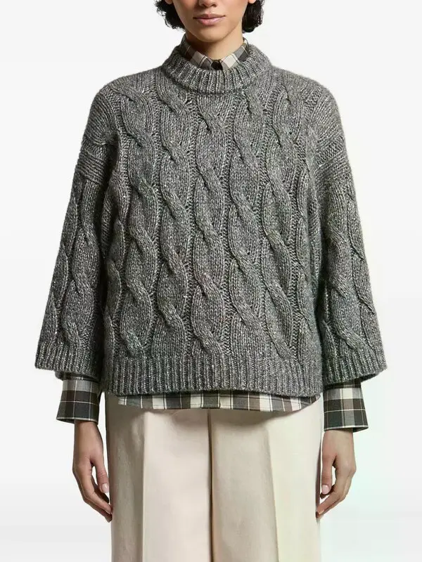 Peserico Cable-knit Sequin-embellished Sweater