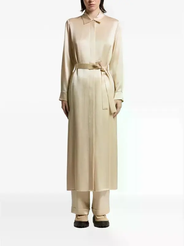 Peserico Belted Satin-finish Shirt Maxi Dress - Neutrals