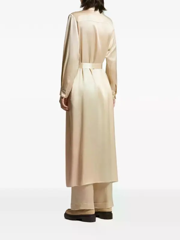 Peserico Belted Satin-finish Shirt Maxi Dress