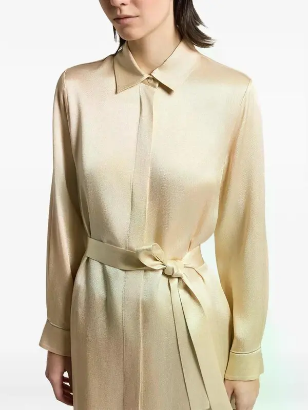 Peserico Belted Satin-finish Shirt Maxi Dress
