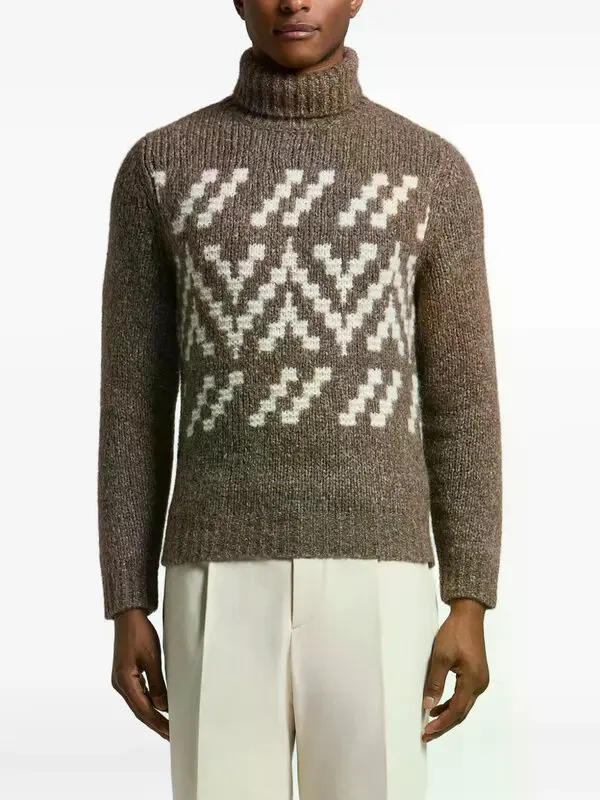 Peserico Geometric-pattern Roll-neck Sweater