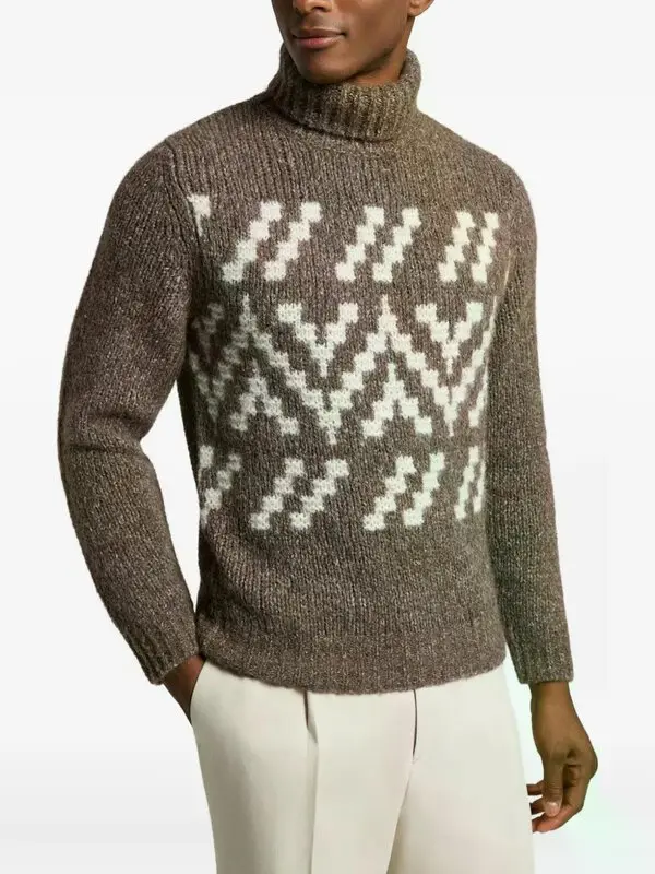 Peserico Geometric-pattern Roll-neck Sweater