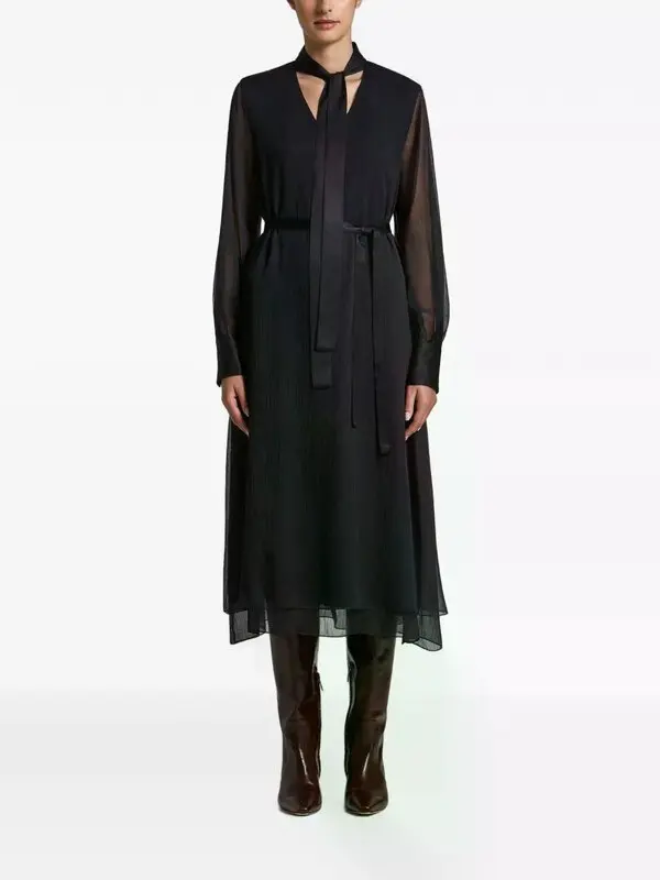 Peserico Tie-neck Belted Midi Dress
