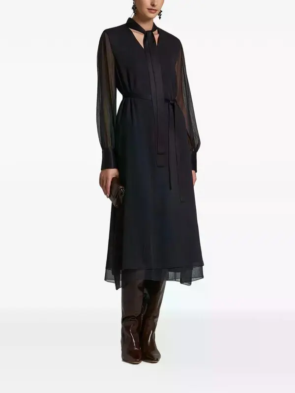 Peserico Tie-neck Belted Midi Dress