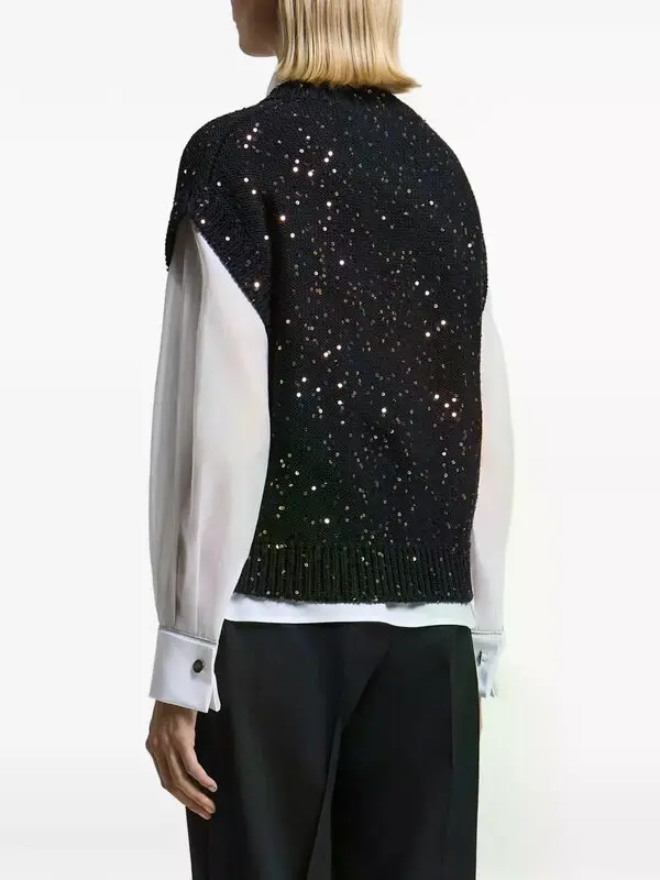 Peserico Sequin-embellished V-neck Sweater