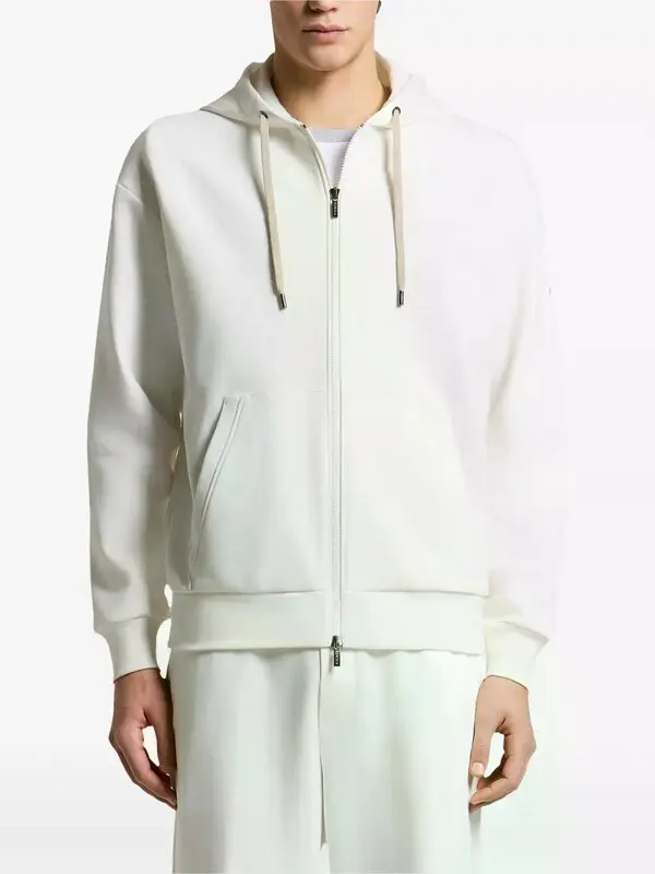 Peserico Logo-patch Zip-up Hoodie - White